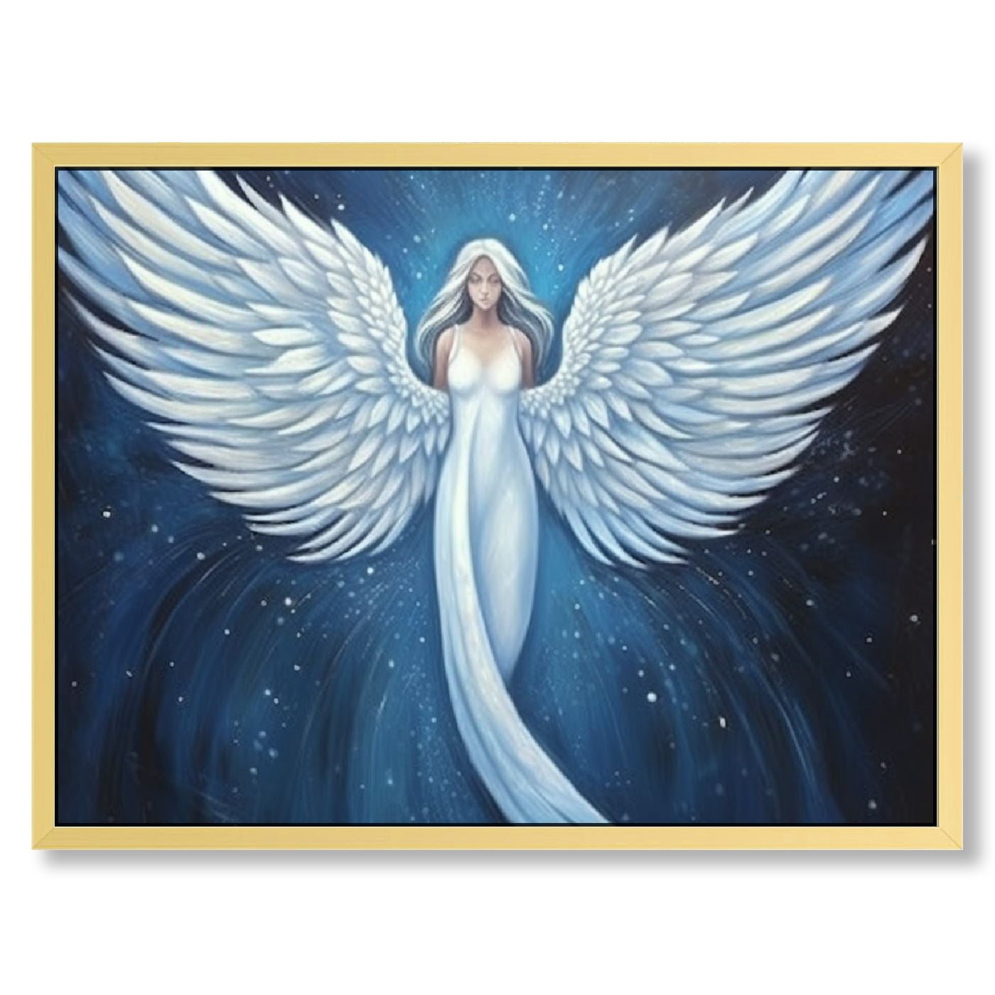 Nawypu Modern White Angel Wings Starry Blue Art Canvas Painting ...