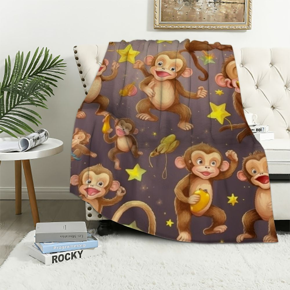Nawypu Monkey Blanket Monkey Gifts for Girls Boys Kids Woman Monkey ...