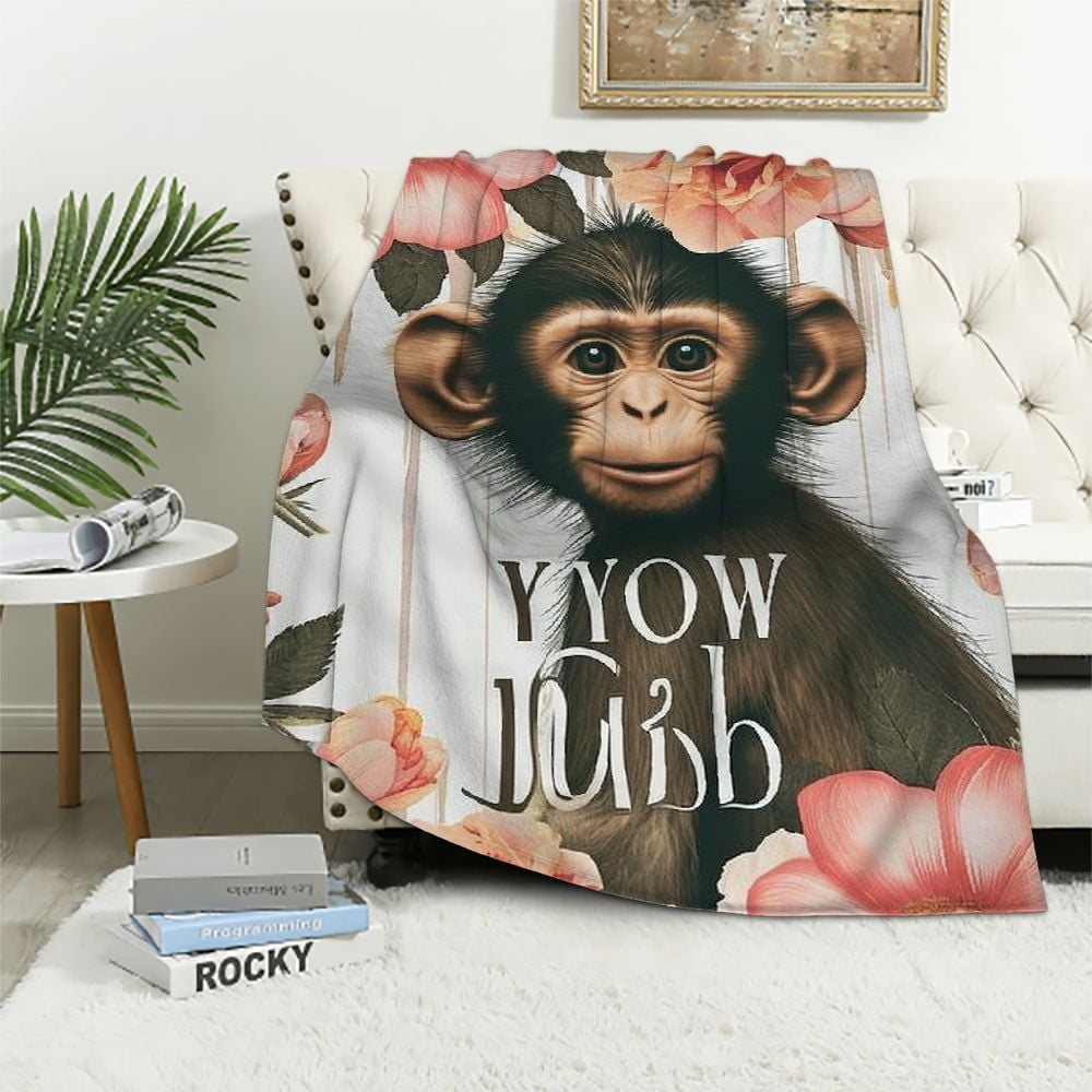 Nawypu Monkey Blanket - Soft, Fuzzy & Warm Blanket for Couch, Sofa ...
