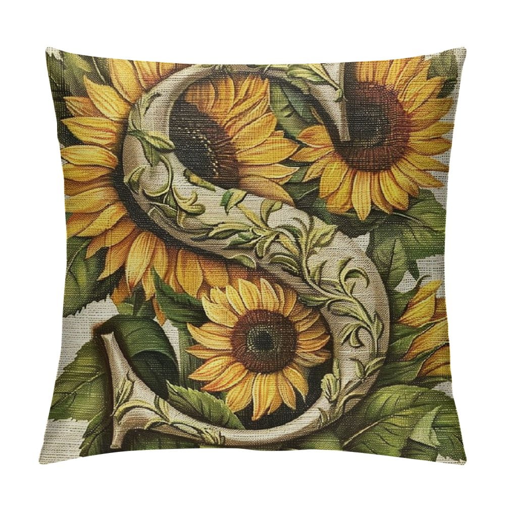 Nawypu Monogram Letter S Summer Sunflower Pillow Covers, Floral ...