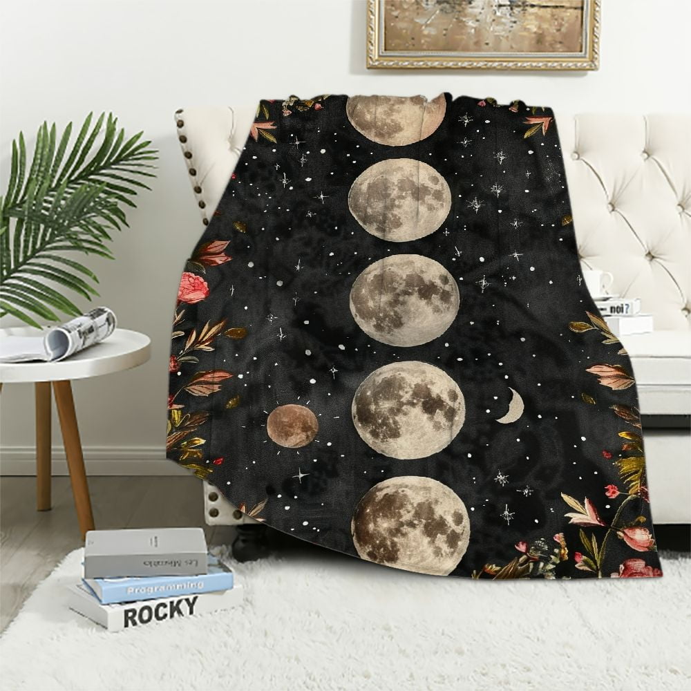 Nawypu Moonlit Garden Throw Blanket, Moon Phase Surrounded Vines and ...