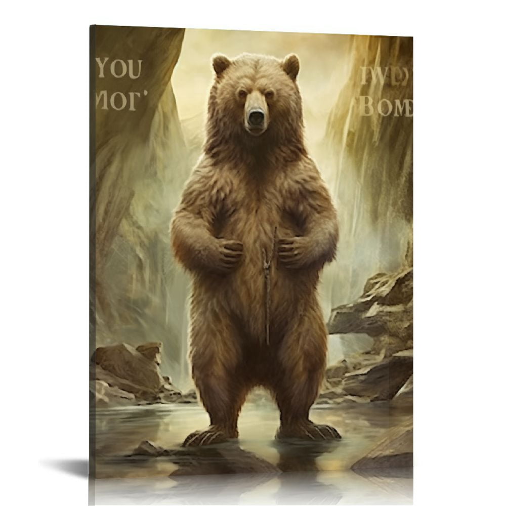 Nawypu Motivational Bear Canvas Wall Art Christian Bear Inspiring ...