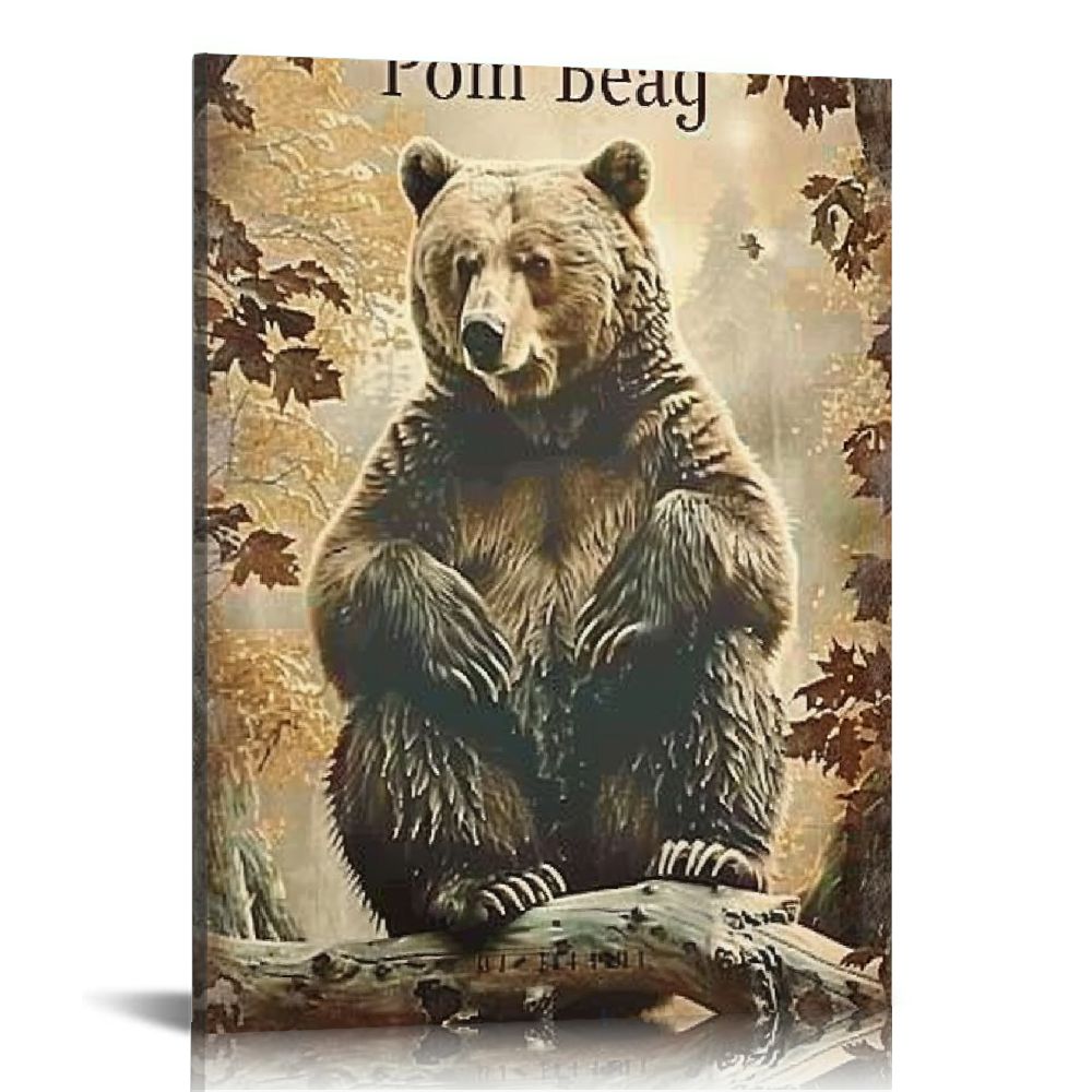 Nawypu Motivational Bear Canvas Wall Art Christian Bear Inspiring ...