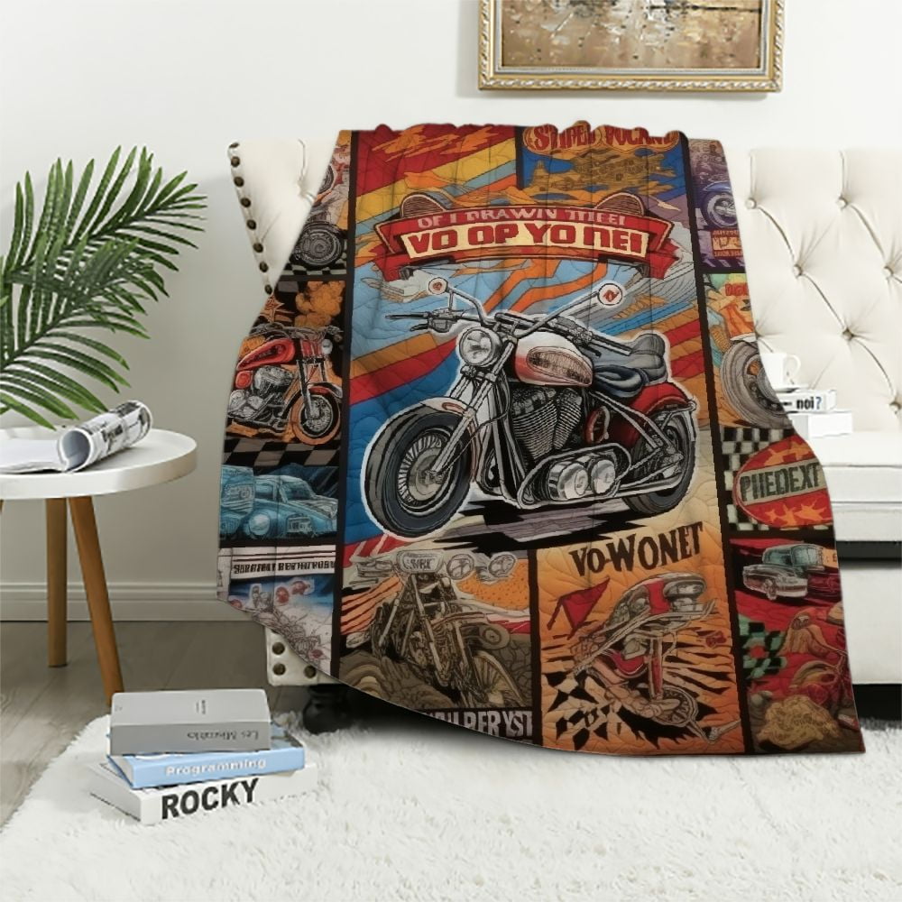 Nawypu Motorcycle Blankets Super Soft Flannel Throw Blankets for Bed ...