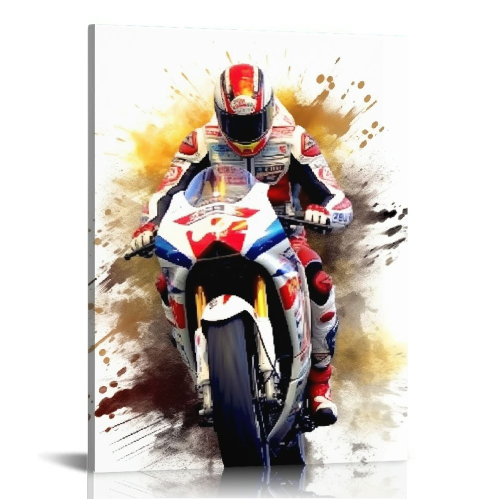 Nawypu Motorcycle and Racer Poster,Graffiti Motocross Wall Art Prints ...