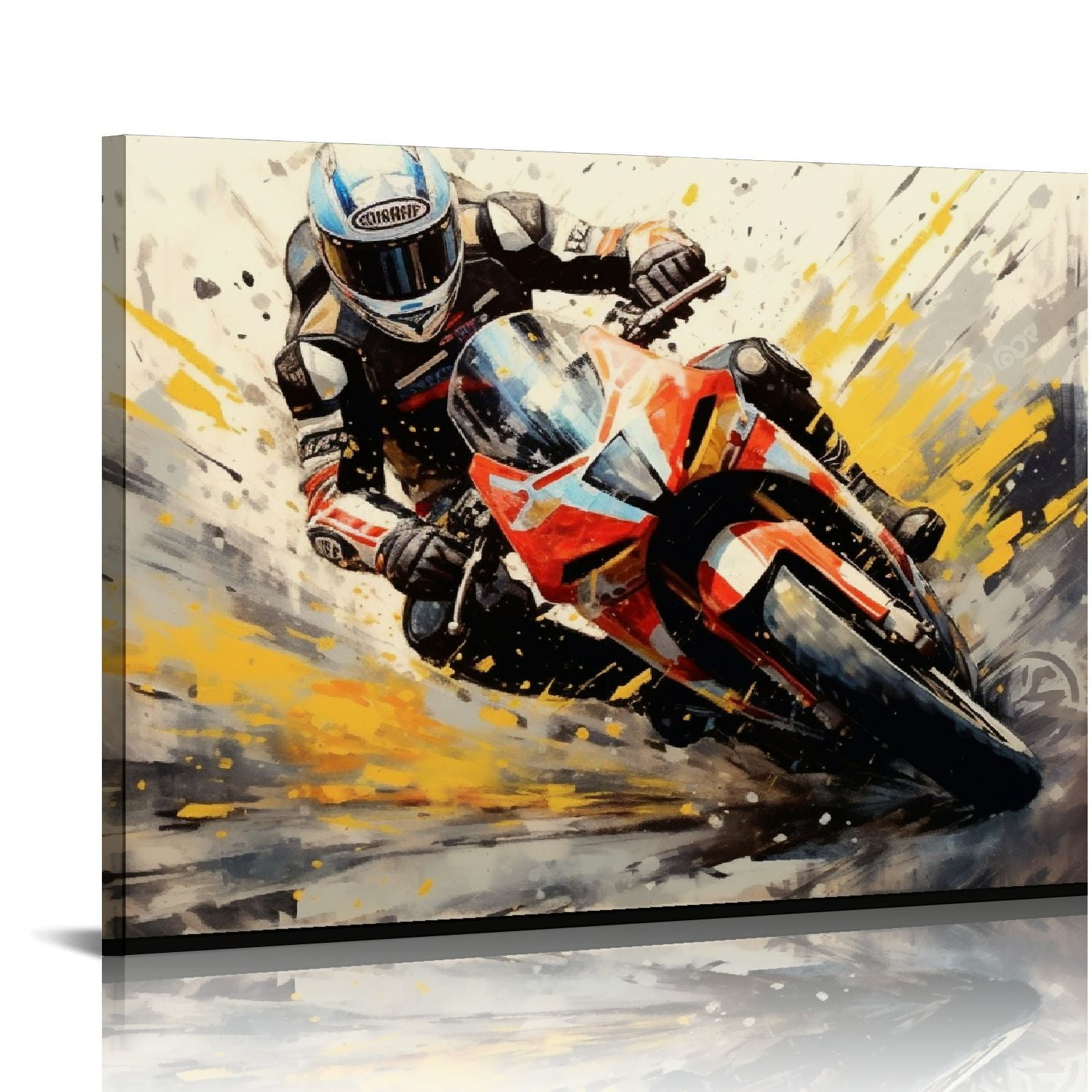 Nawypu Motorcycle Wall Art for Bedroom, Graffiti Motorcycle Racing ...