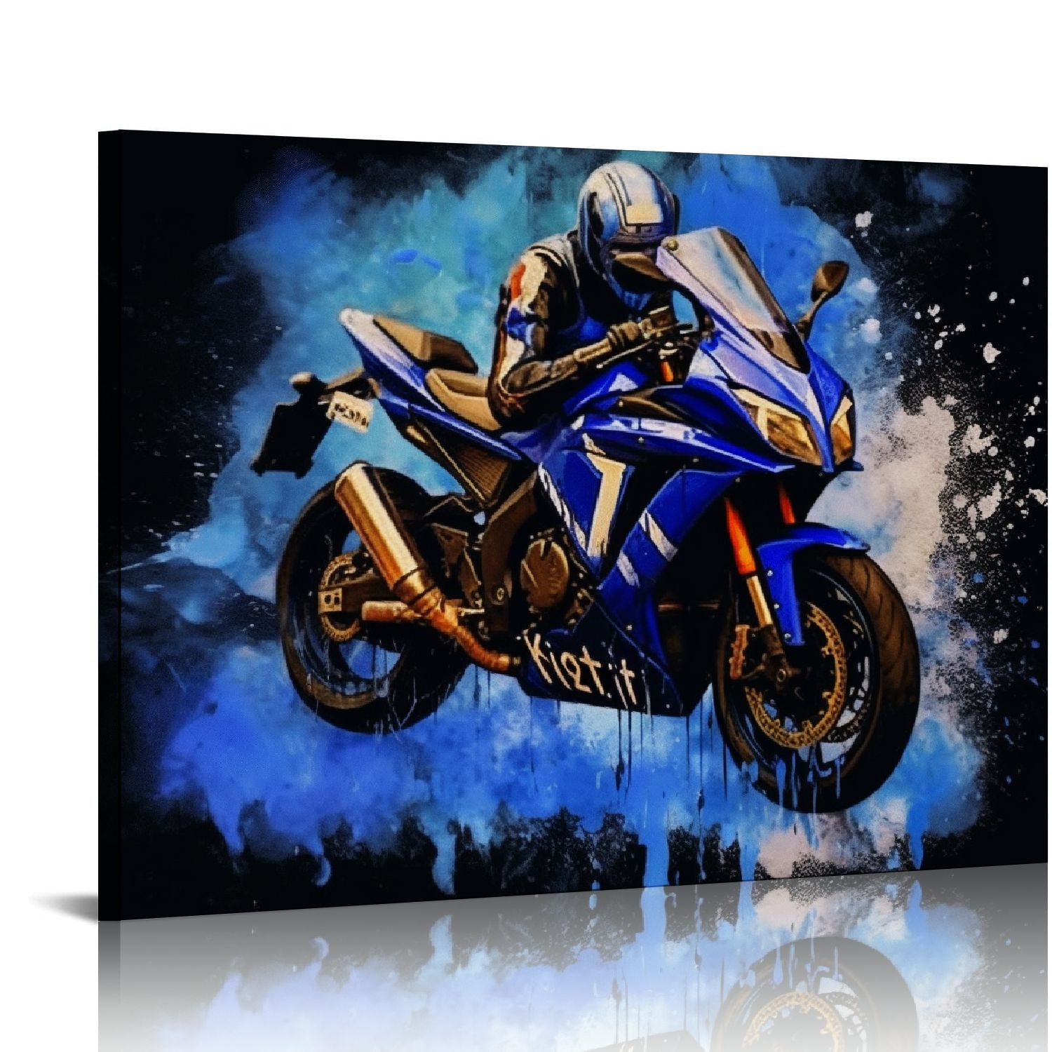 Nawypu Motorcycle Watercolor Art with Dark Background Watercolor Bike ...
