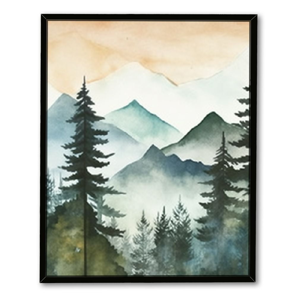 Nawypu Mountain Framed Canvas Wall Art Set, Forest Wall Decor, Woodland ...