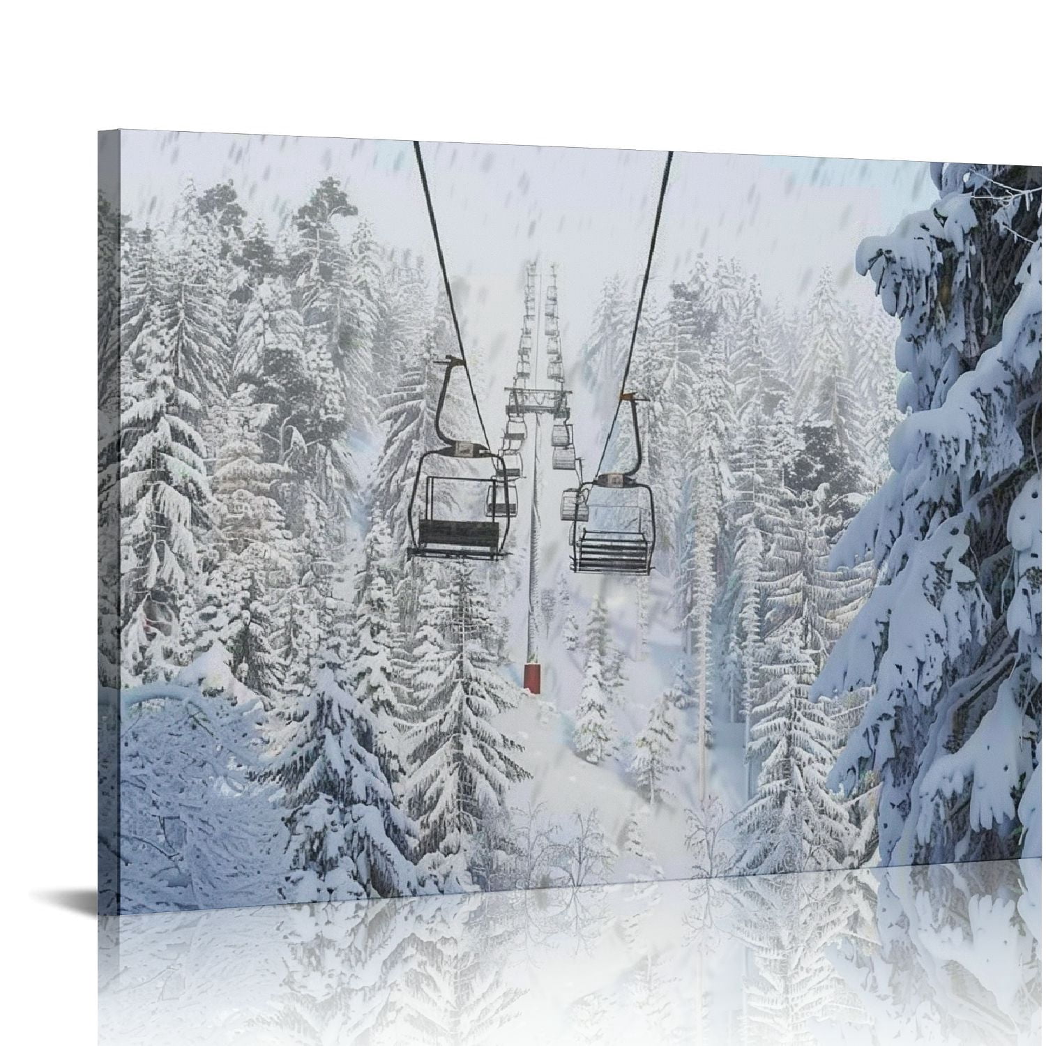 Nawypu Mountain Ski Lift Black & White Canvas Poster Wall Art Decor ...