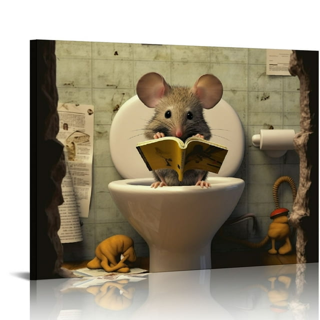 Nawypu Mouse Sitting on Toilet in Mouse Hole Decal - Mouse Hole Wall ...