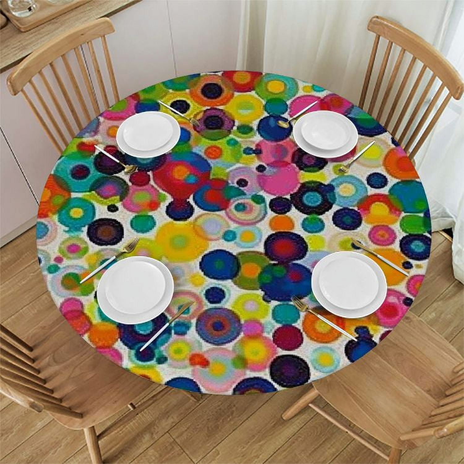 Nawypu Multicolor Fitable Fitted Round Table Cover with Elastic Modern ...