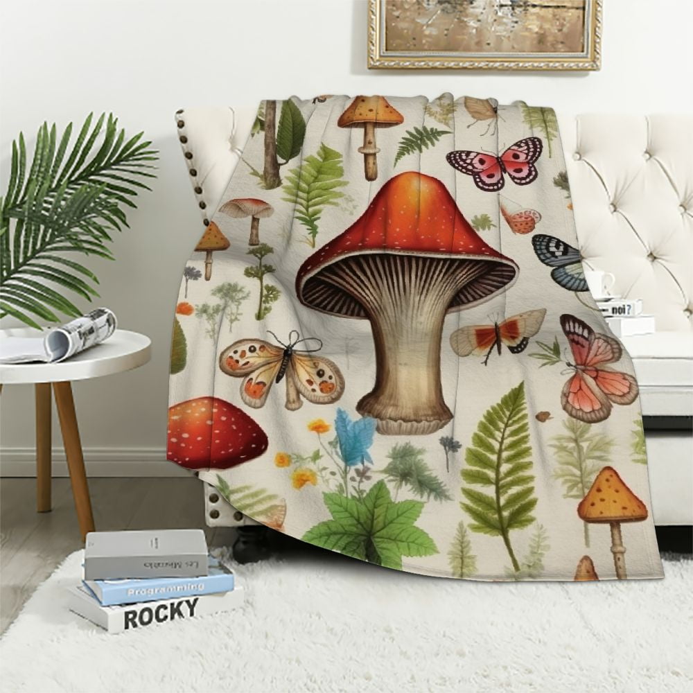 Nawypu Mushroom Blanket Mushroom Gifts for Women Soft Cozy Flannel ...