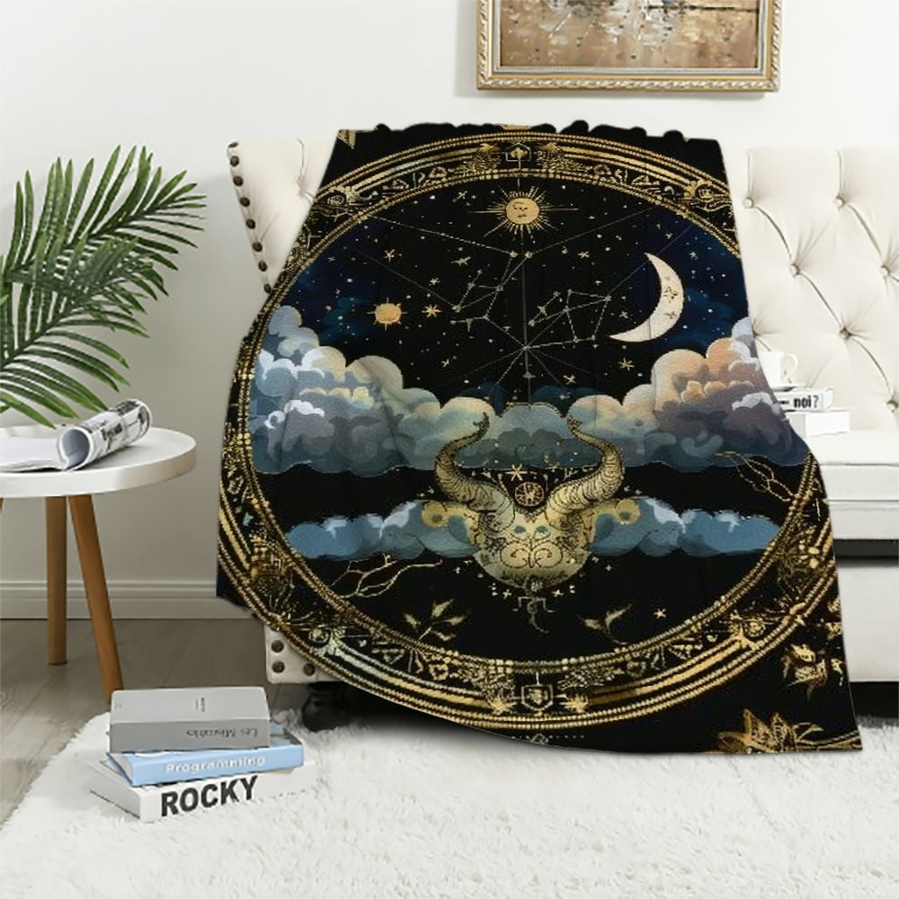 JEUXUS Mushroom Hippie Decor Blanket Fuzzy Soft Plush Moth Gothic Sun ...