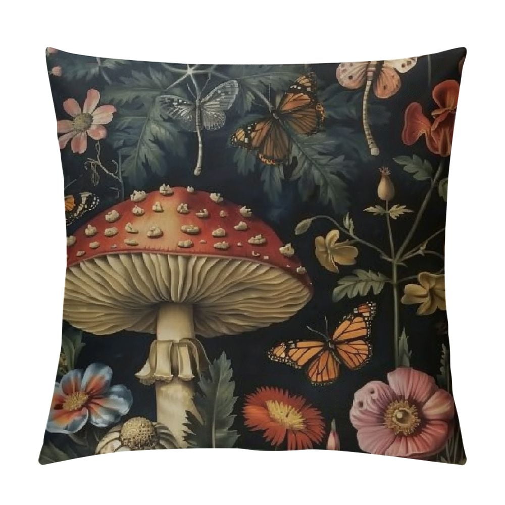 Awypu Mushroom Pillow Cover Fairycore Room Decor Dark Academia Room
