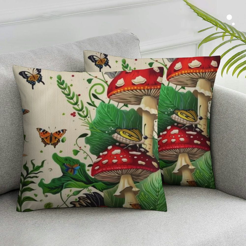 Nawypu Mushroom Throw Pillow Covers Farmhouse Pillow Cover Square