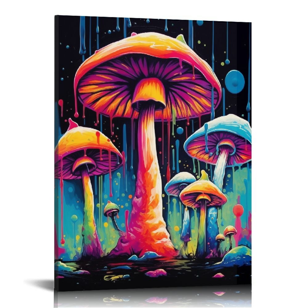 Nawypu Mushroom Wall Art Mushroom Pictures Wall Decor Graffiti Forest ...
