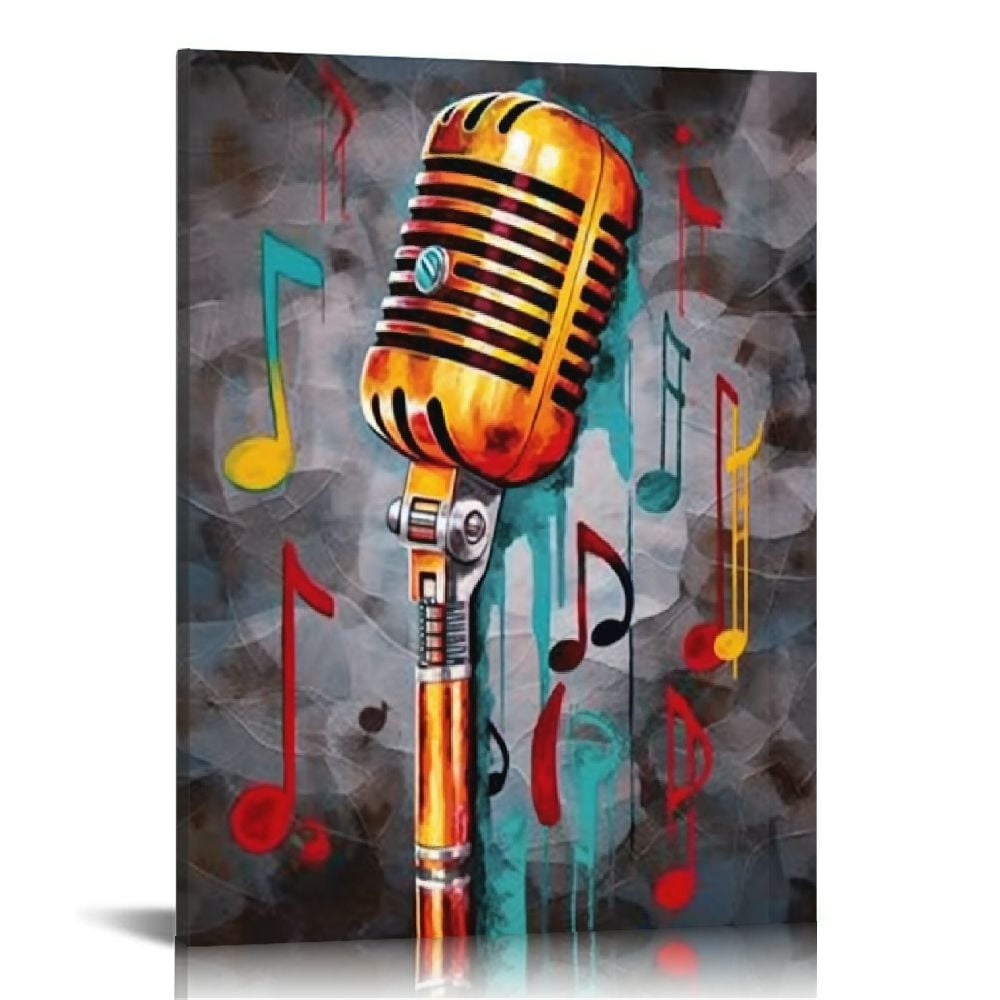 Nawypu Music Artistic Paintings Wall Art Microphone and Headset Note ...