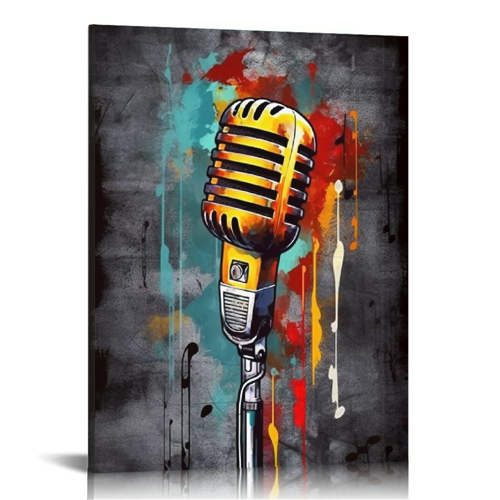 Nawypu Music Artistic Paintings Wall Art Microphone and Headset Note ...