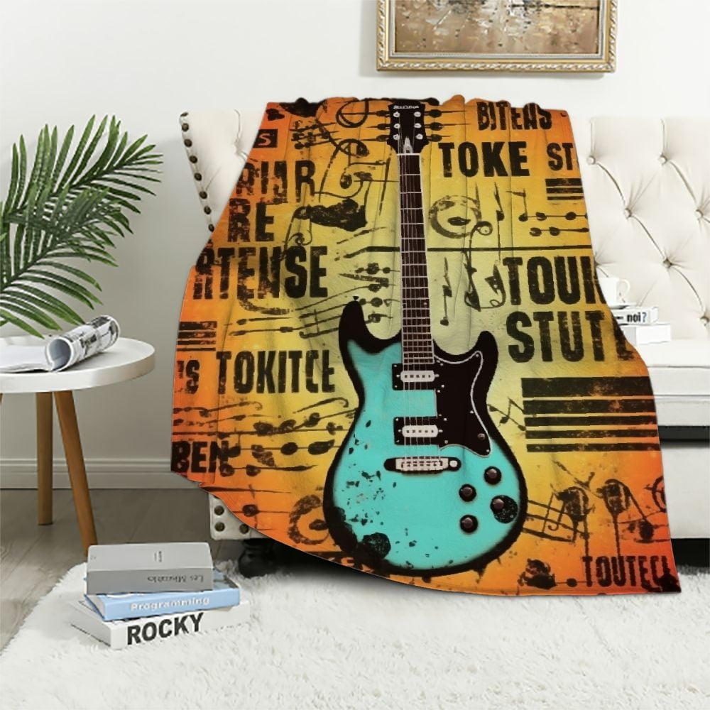 Nawypu Music Blanket, Guitar Gifts for Men, Colorful Guitar Pattern and ...