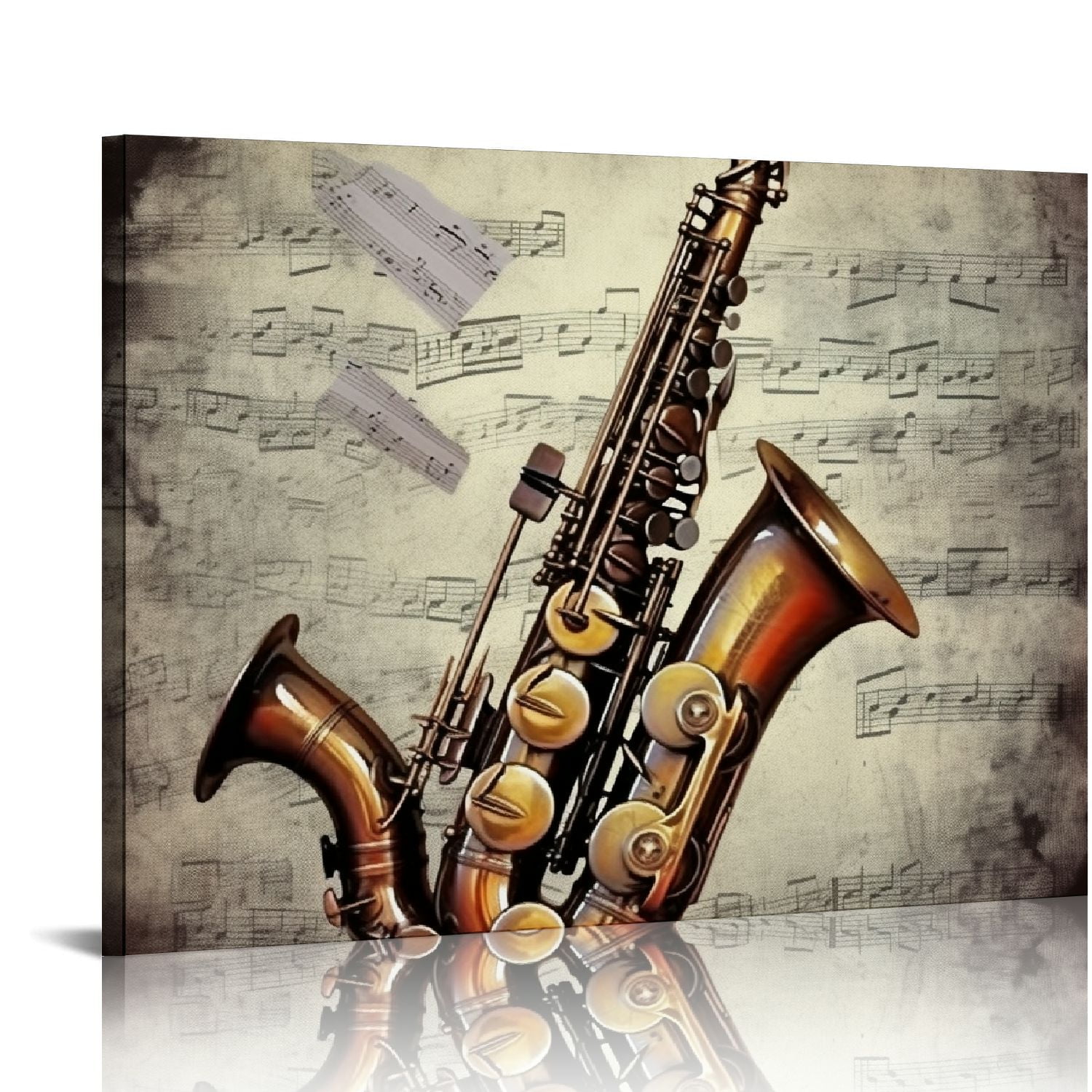 Nawypu Music Canvas Wall Art Vintage Piano Guitar Drum Set Saxophone ...