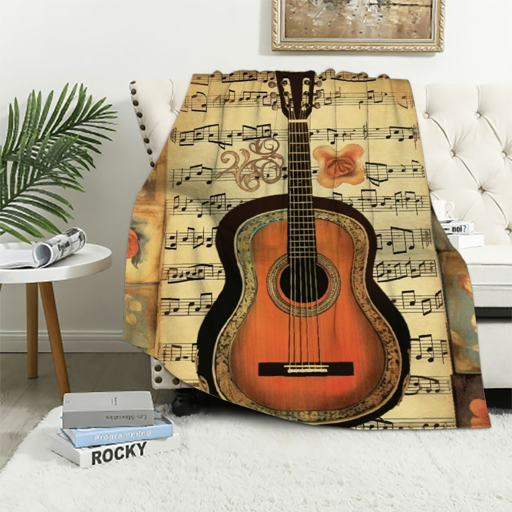 Nawypu Music Gifts Guitar Blanket Rock and Roll Decor Throw Blankets ...