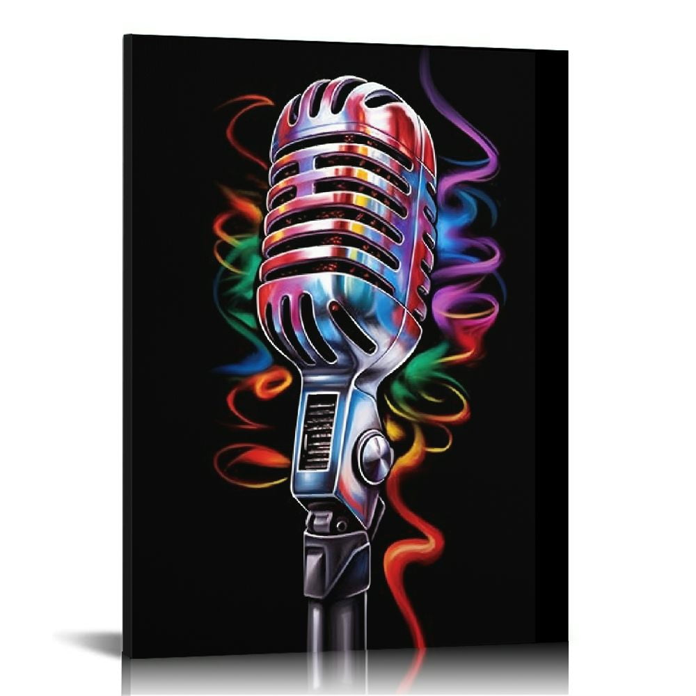 Nawypu Music Poster Colorful Microphone Poster Wall Art Decor Poster ...
