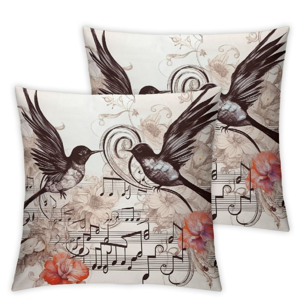 Nawypu Music Throw Pillow Cushion Cover, Floral Design of Treble Clef ...