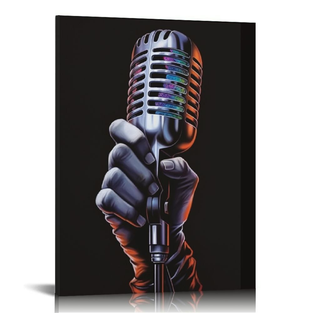 Nawypu Music Wall Art Decor Colorful Microphone Canvas Print Decor ...