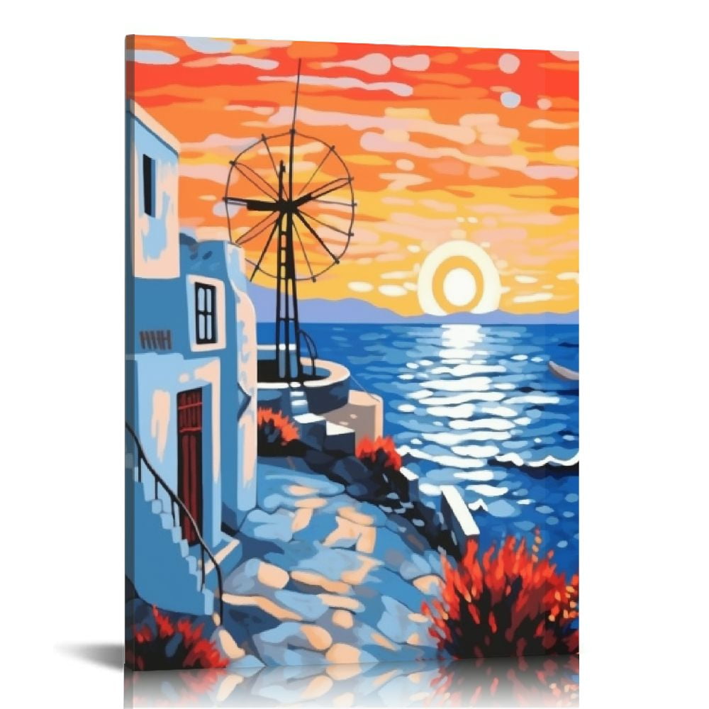 Nawypu Mykonos Poster, Greece Wall Art, Greek Art, Vintage Travel ...