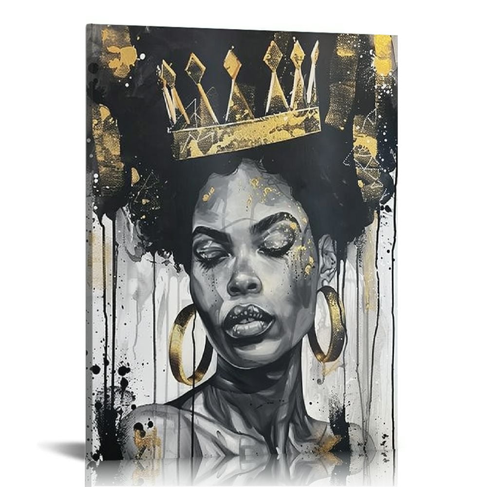 Nawypu Native African American Wall Art: Inspirational Yellow Black Girl Canvas Wall Art ...