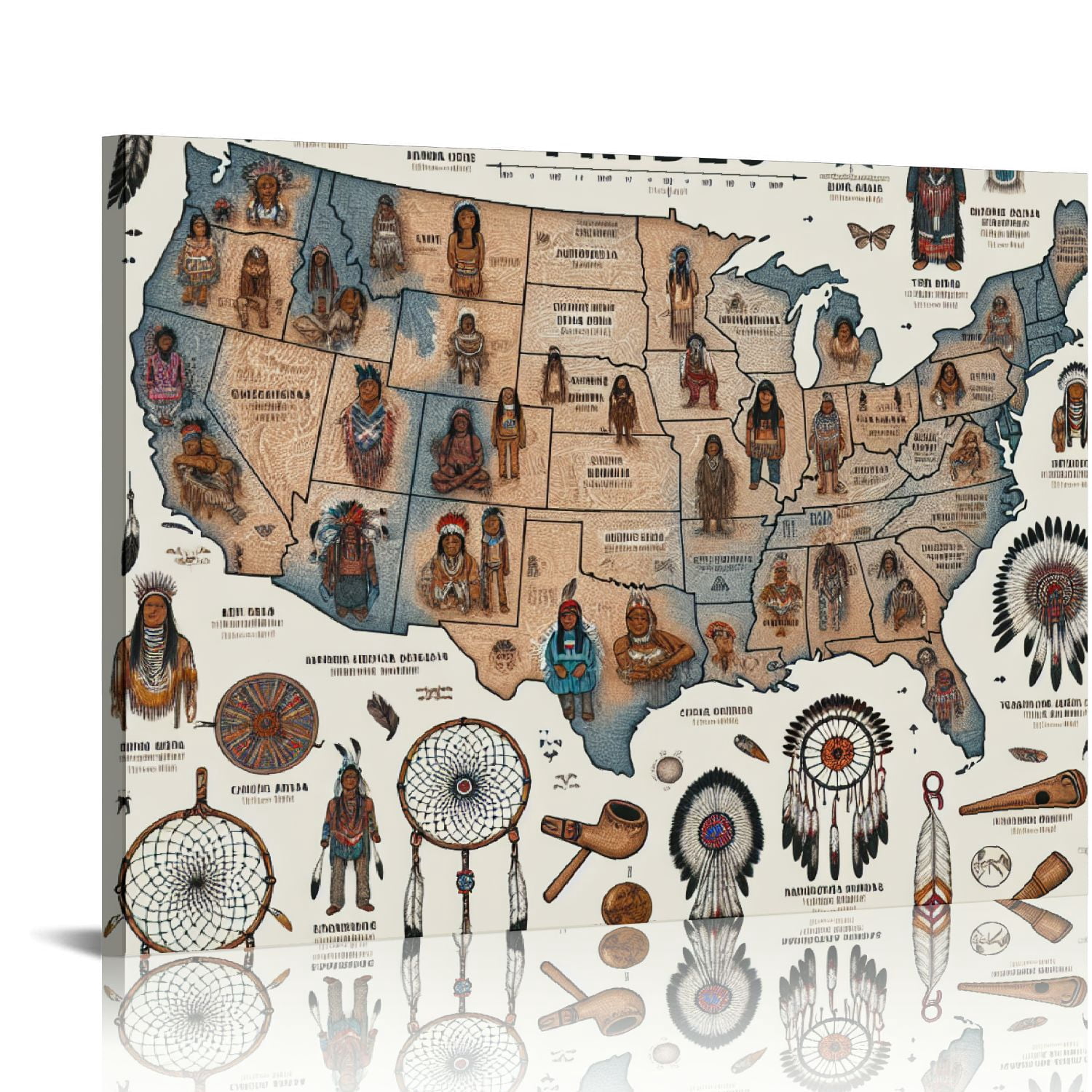 Nawypu Native American Art Deco Indian Tribes Map Poster Wall Art ...