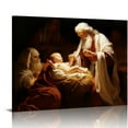 Nawypu Nativity Canvas Print Wall Art Santa Claus and Baby Jesus ...