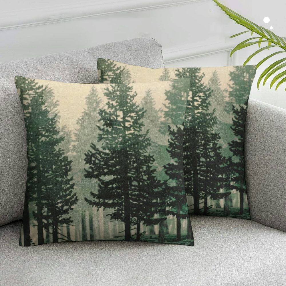 Nawypu Nature Forest Tree Pillow Covers,Farmhouse Style Green Pine Tree ...