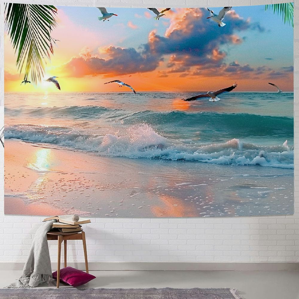 Nawypu Nature Landscape Tapestry, Cozy Outside of Window Tropical Palm ...