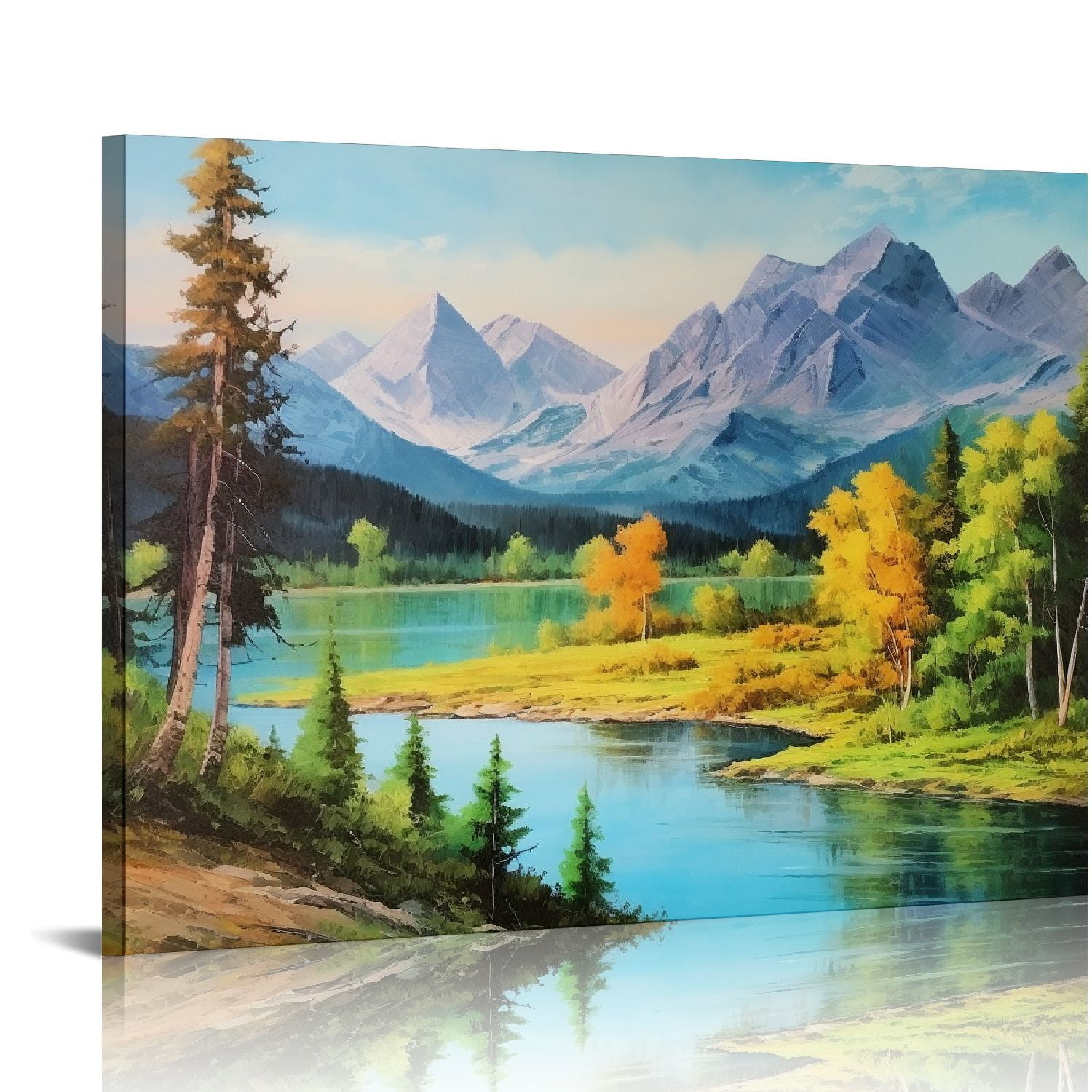Nawypu Nature Mountain Canvas Wall Art National Park Painting Lake Blue ...