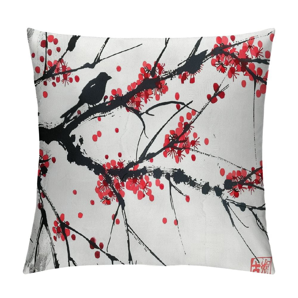 Nawypu Nature Throw Pillow Cushion Cover, Sakura Blossom Japanese ...