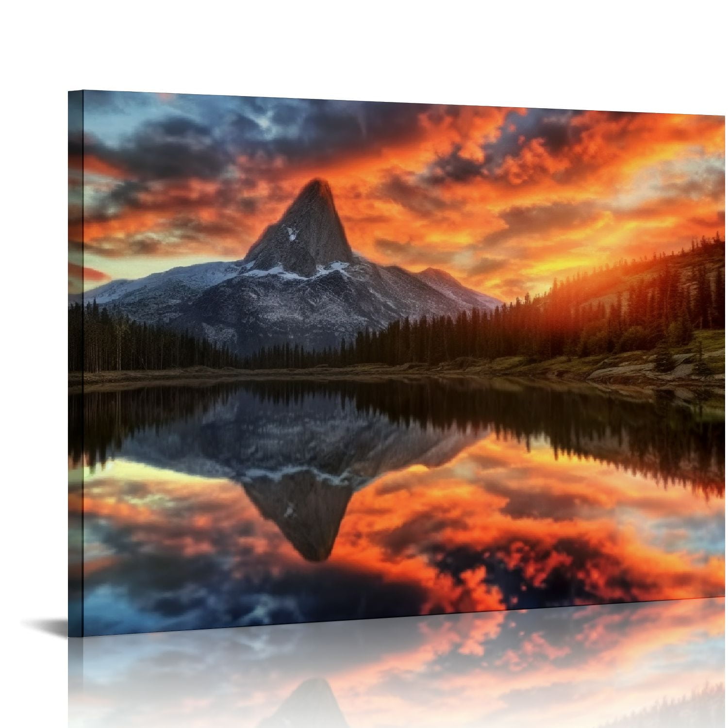 Nawypu Nature Wall Art Canvas Picture: Lake Scene Forest Tree Artwork ...