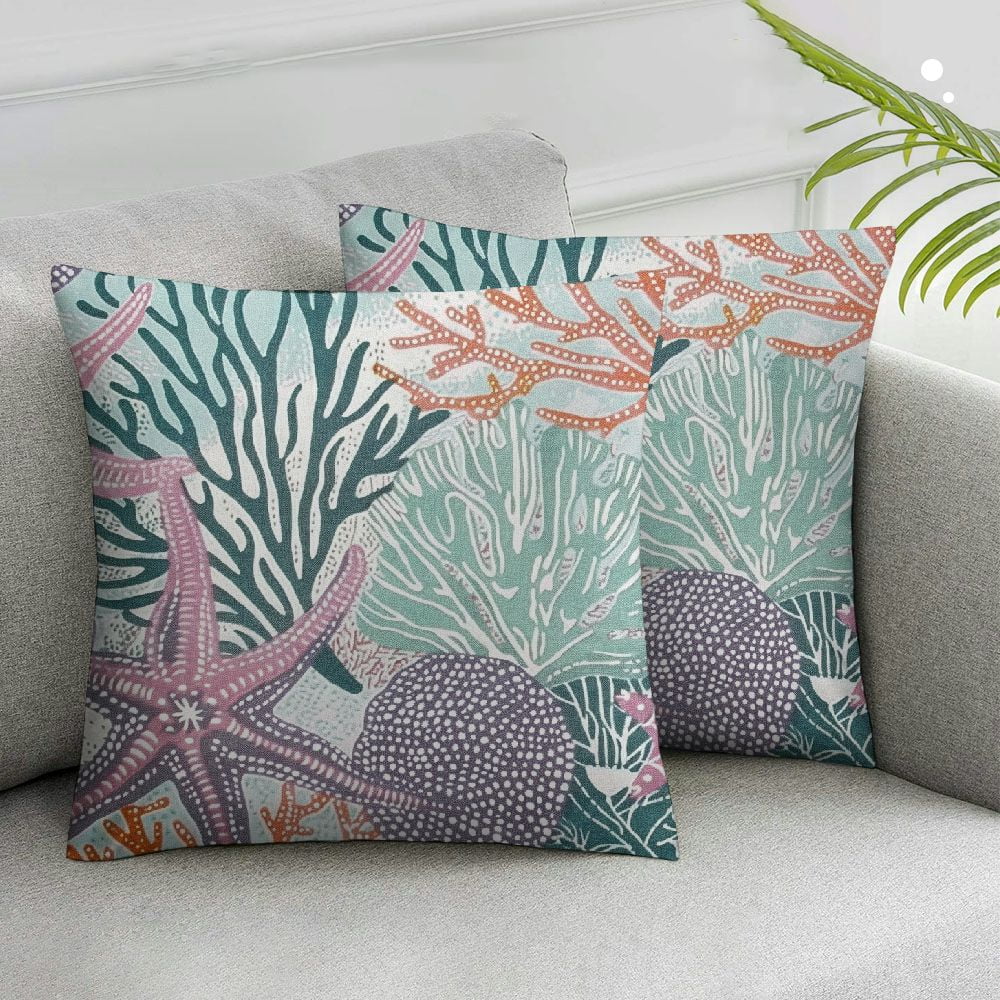 Nawypu Nautical Coastal Throw Pillow Covers, Ocean Themed Beach ...