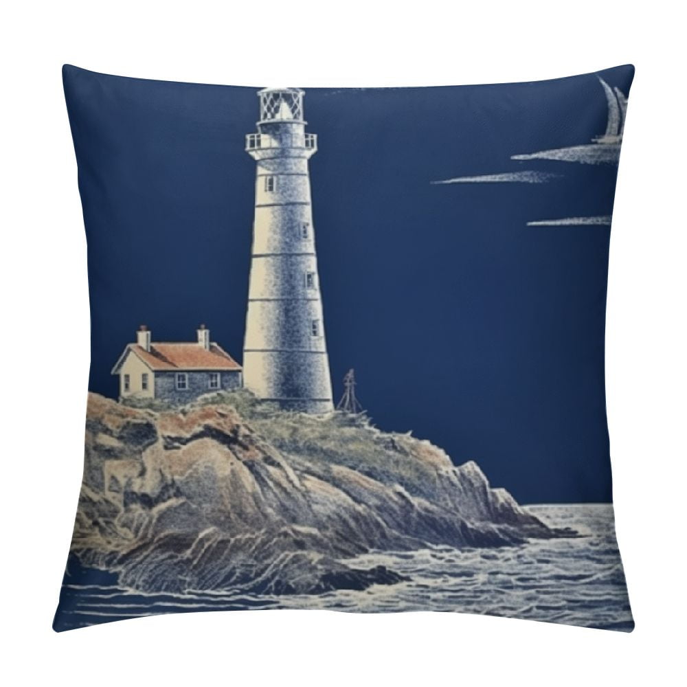 Nawypu Nautical Navy Blue Throw Pillow Covers,Double-Sided Anchor ...