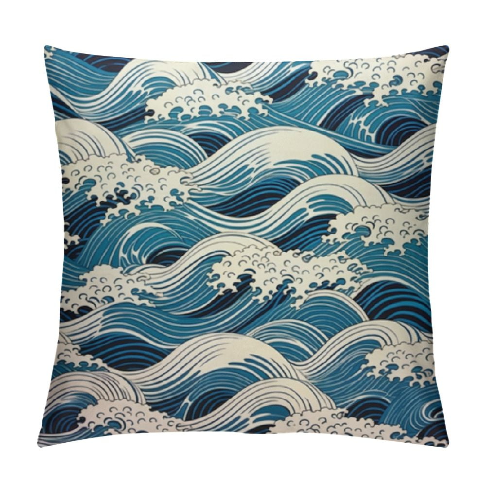 Nawypu Nautical Pillow Cushion Cover, Traditional Oriental Style Ocean ...