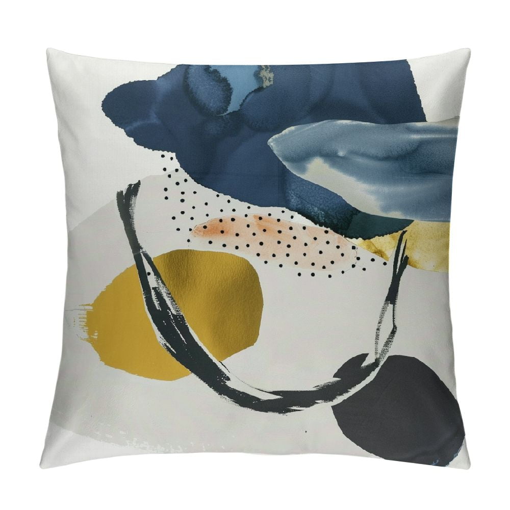 Nawypu Navy Blue Gray Yellow Pillow Covers Abstract Boho Pillow Covers ...