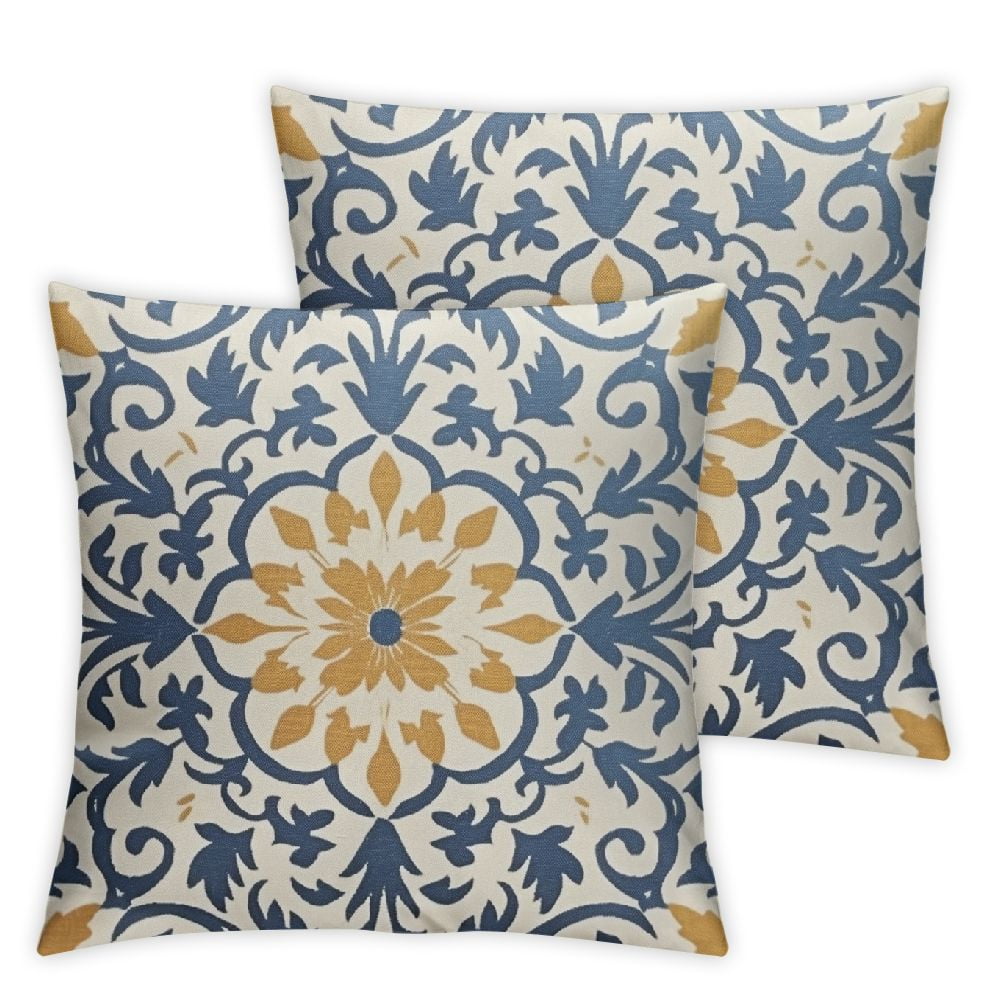 Nawypu Navy Blue Yellow Boho Pillow Covers Bohemian Ethnic Carpet Style ...