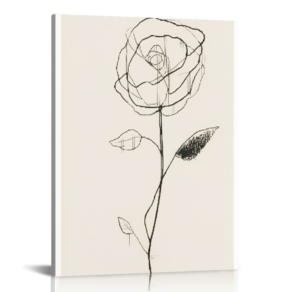 Nawypu Neutral Botanical Wall Art Set of , Farmhouse Plant Wall Decor Leaf Flower Line Canvas ...