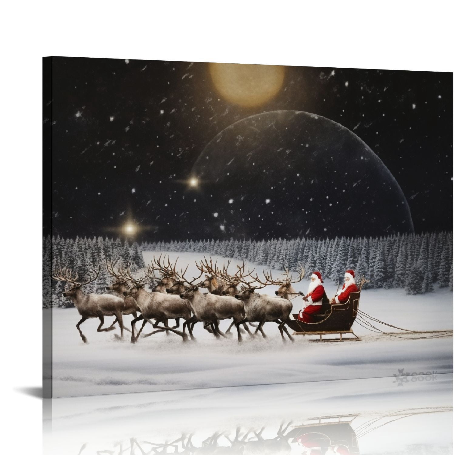 Nawypu Nordic Christmas print, large horizontal wall art, Santa Claus ...