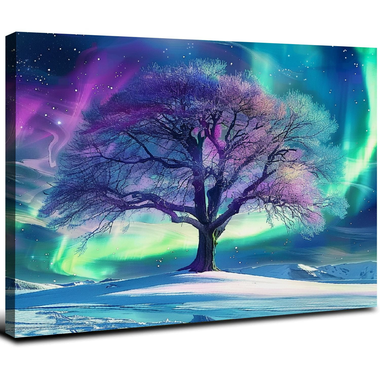 Nawypu Northern Lights Bathroom Decor Aurora Wall Art Tree canvas Snow ...