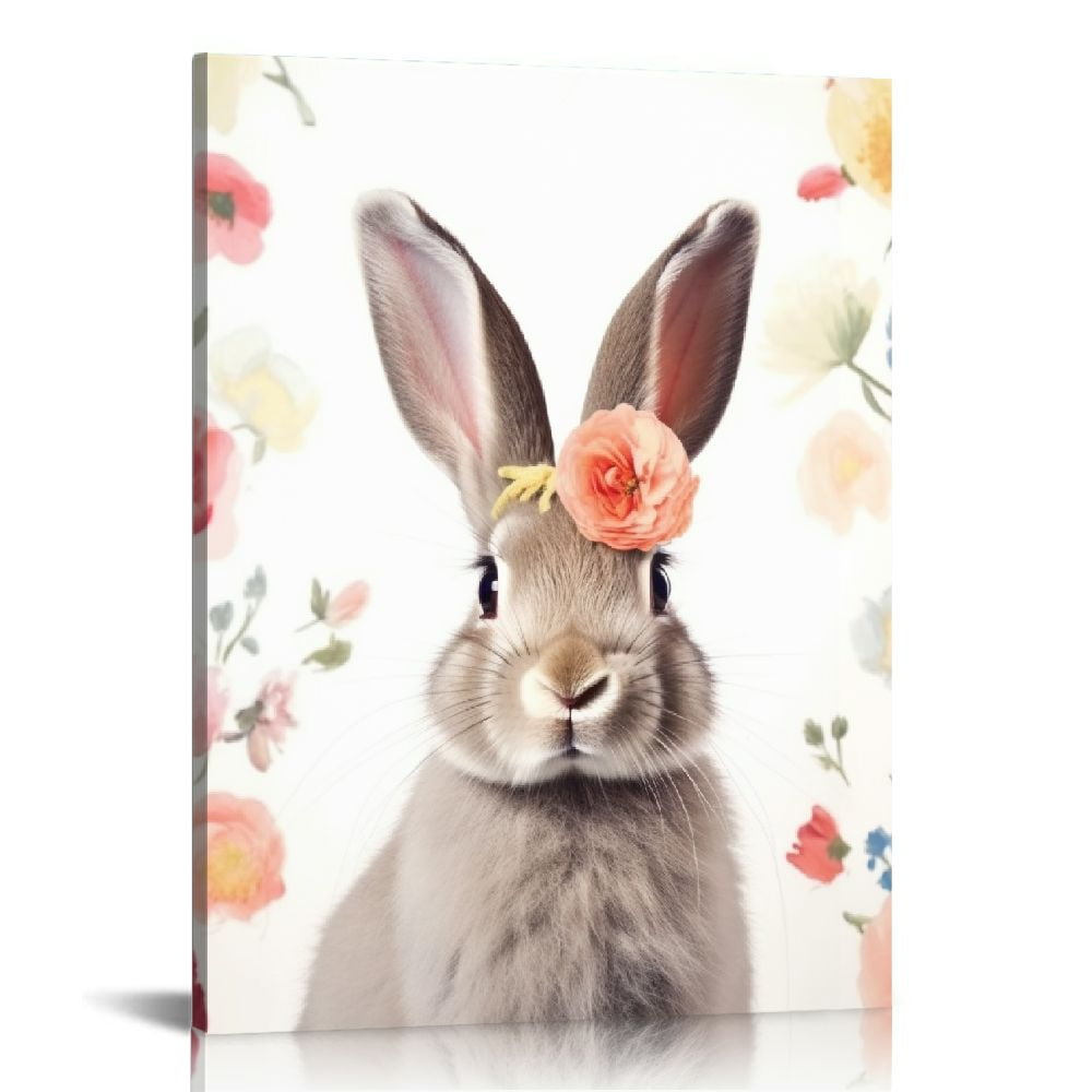 Nawypu Nursery Wall Art Bunny Print Girls Bedroom Decor Rabbit with ...