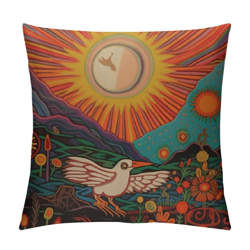 Nawypu Oaxacan Mexico Mexican Mayan Aztec Tribal Boho Art Throw Pillow ...