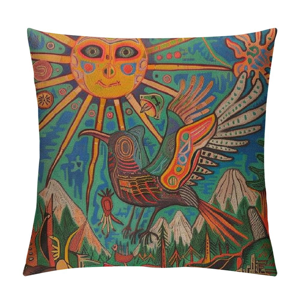 Nawypu Oaxacan Mexico Mexican Mayan Aztec Tribal Boho Art Throw Pillow ...