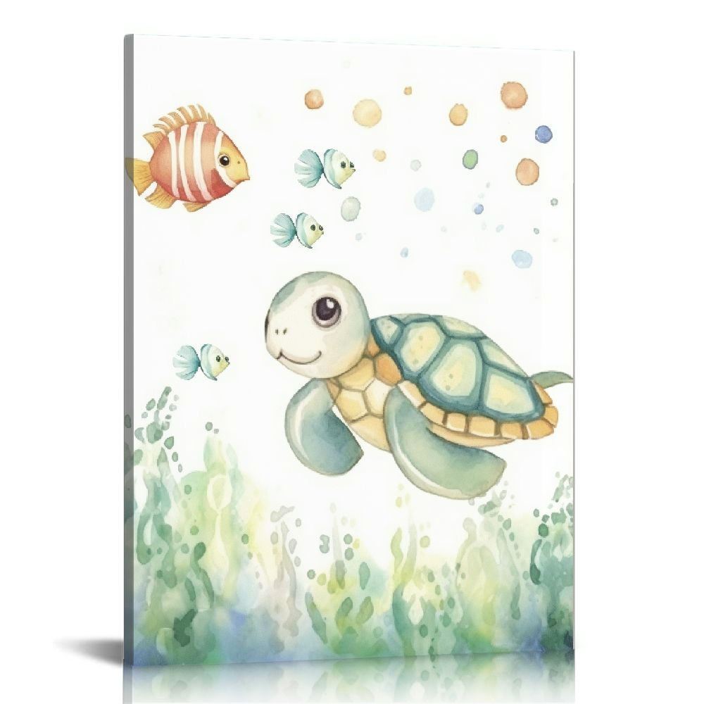 Nawypu Ocean Animal Nursery Canvas Wall Art, Under The Sea Artwork ...