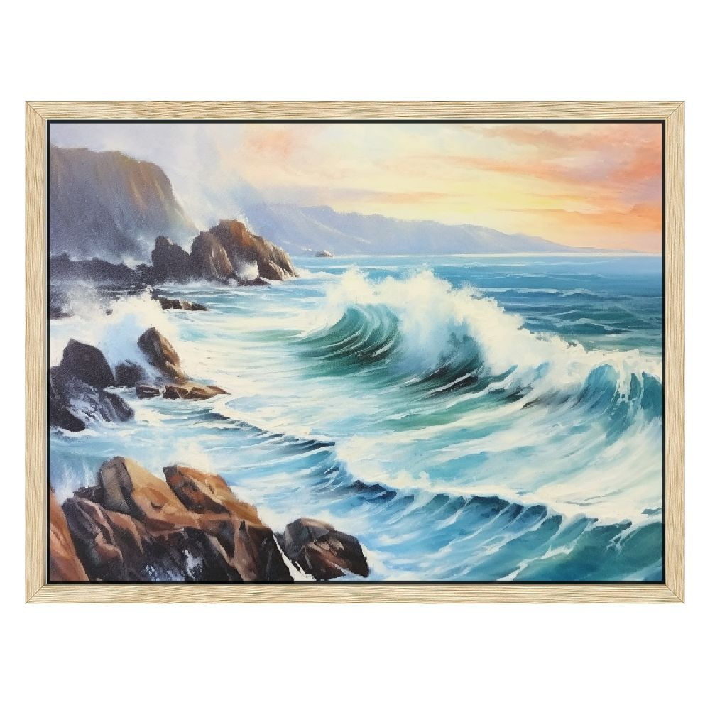 Nawypu Ocean Canvas Wall Art: Beach Wall Art Wave Sunset Painting ...